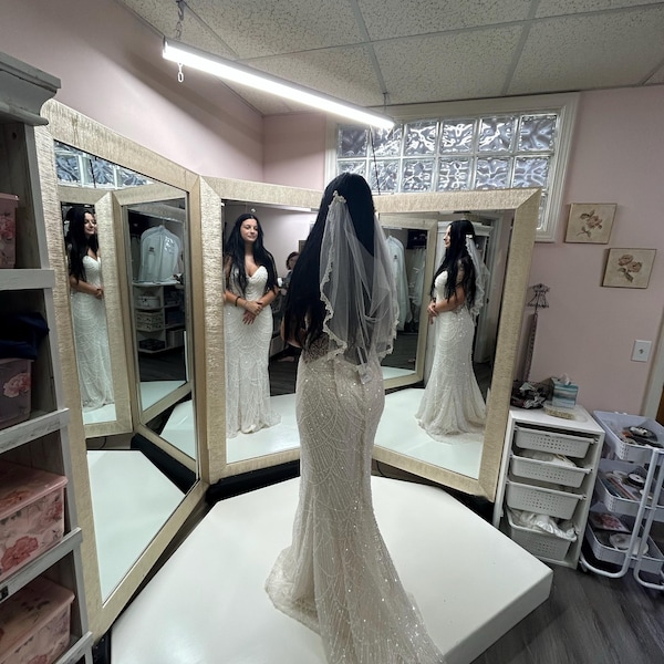 TT Blossom Drape Veil Hilda Lace, Flower Drape Veil, Drape Wedding Veil ...