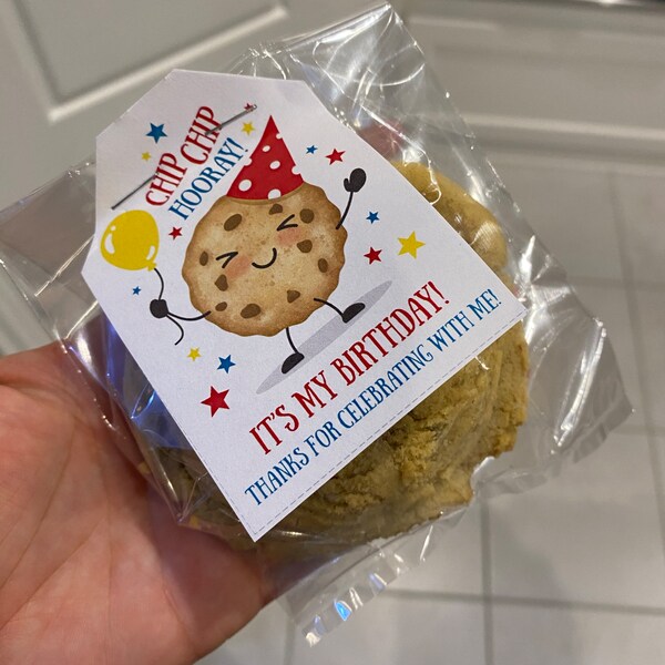 Printable Birthday Treat Tag Classroom Treat Bag Tag Chocolate Chip ...