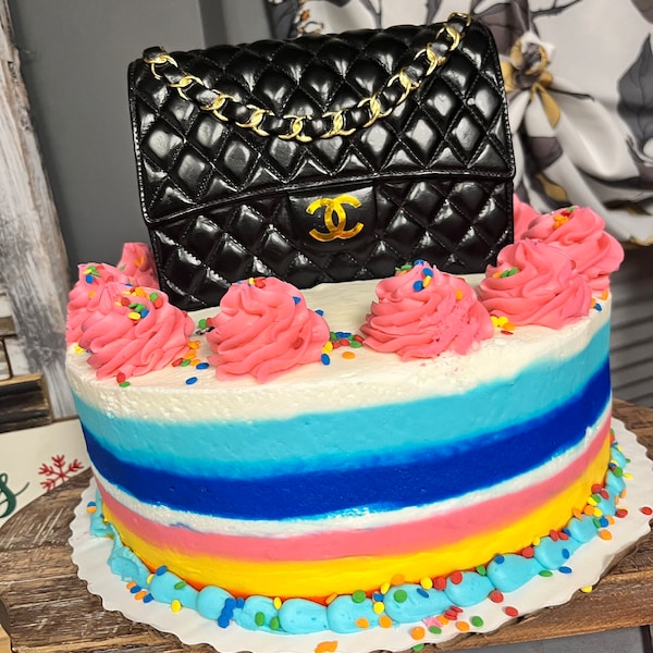 Black Handbag With Gold Chain Cake Topper Figurine Keepsake - Etsy