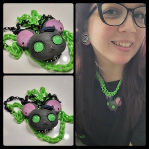 Pink Krampus Pendant Necklace-pastel Goth Clay Jewelry-hand Painted ...