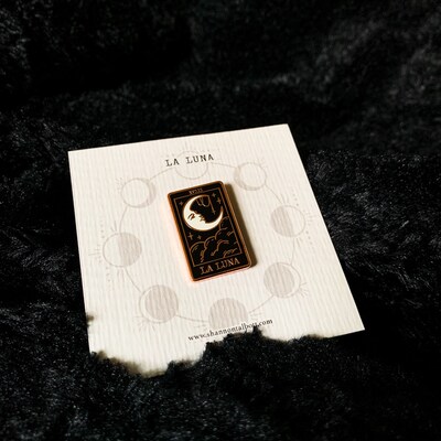 La Luna Enamel Pin, Tarot Card Enamel Pin, the Moon Pin, Celestial Pin ...