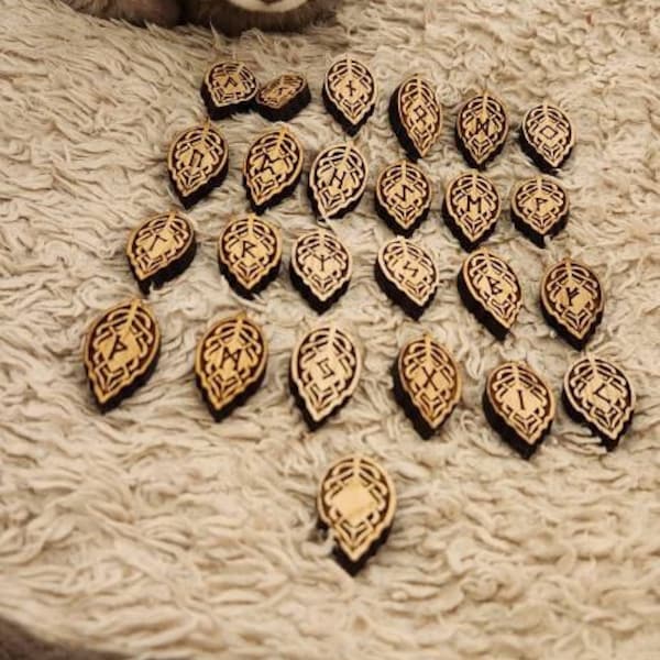 Viking Rune Set, Elder Futhark Runes, Pocket Rune Set, Leaf Norse Runes ...