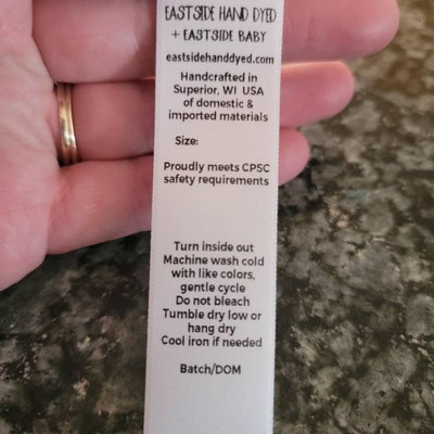 White Satin USA Tracking Label Custom Tracking Label CPSIA/CPSC ...