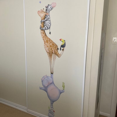 Safari Animal Stack Fabric Wall Decal, Safari Nursery, Watercolour ...