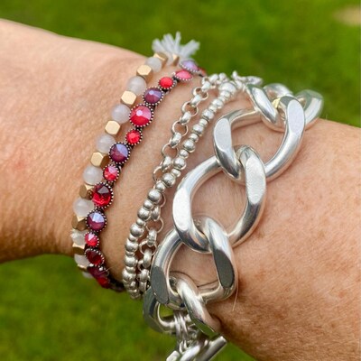 Solid Heavy Curb Chain Statement Bracelet, Thick Infinity Links Chain ...