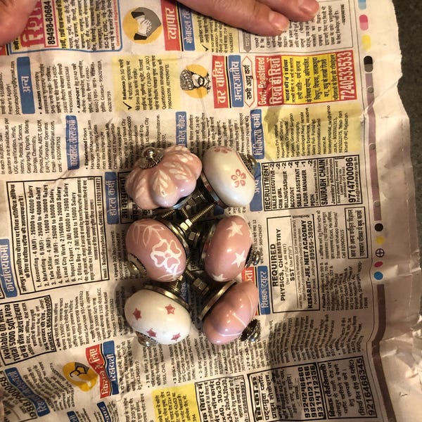 Pink Mixed Assorted Design Ceramic Knobs Ceramic Door Knobs Handpainted Ceramic Knobs Kitchen ...