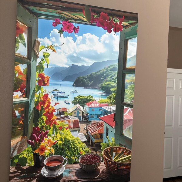 Caribbean Artwork of Market Scene in Jamaica, Dominica, St Lucia or St ...