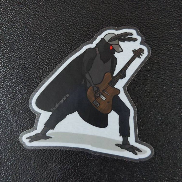 Mothman Cryptid Bassist Sticker - Grunge Band Bass Player Moth Dude - Etsy