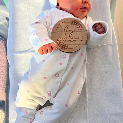 Baby Name Announcement Wooden Sign With Personalised - Etsy