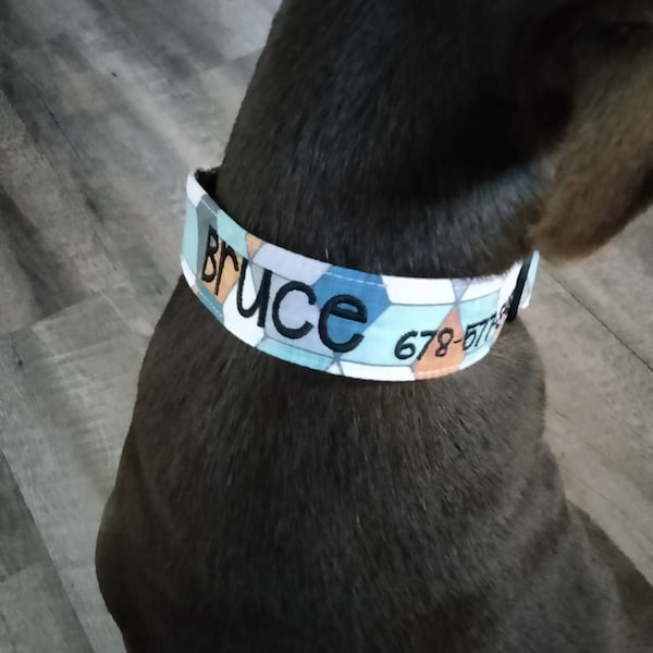 Fall Collar, Embroidered Dog Collar, Personalized Dog Collar, Geometric ...