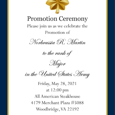 Army Promotion Ceremony Invitation, Printable Army Promotion Invitation ...