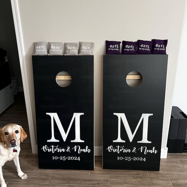 Custom Monogram Cornhole Boards - Design Personalized Outdoor Lawn Game ...