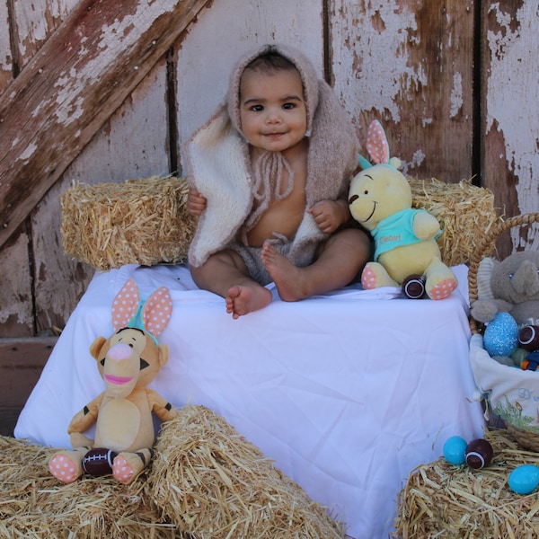 Sitter Bunny Outfit, Bunny Hat & Short Set, Hand Knitted Fuzzy Bunny ...