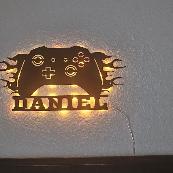 Personalized Video Game Controller Metal Wall Led Lights, Gamer Wall ...