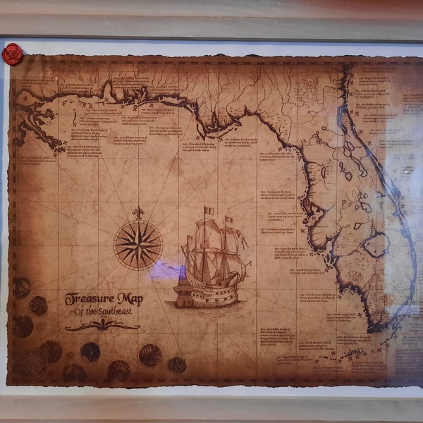 Treasure Map of the Southeast Limited Edition, 16" X 22" Treasure Map ...