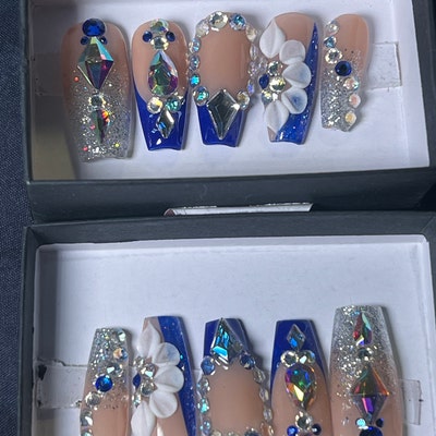 Moon Child Dark Black Star Moon Nails With Accent Hoop Nail Styled in ...