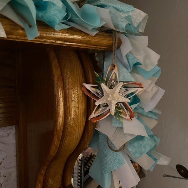 Coastal Seashell White Star Snowflake Ornament With White Flower - Etsy