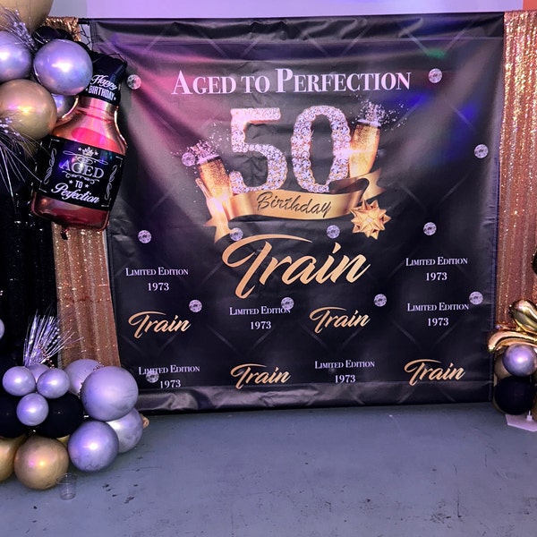 50th Birthday Backdrop Custom Photo Backdrop Birthday Banner Custom ...