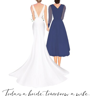 Mother of the Bride Illustration, Wedding Parent Print, Customized ...