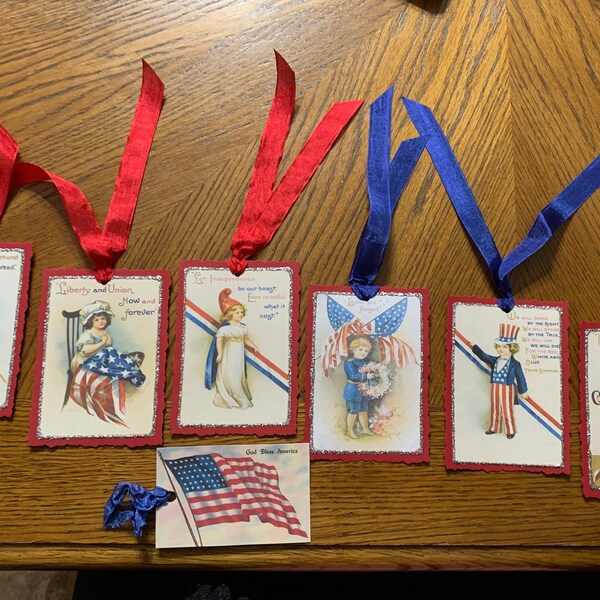 4th of July Fourth of July Americana Patriotic Red White and Blue Tags ...