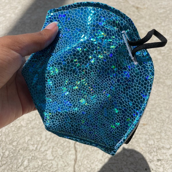 Reflective Disco Rave Face Mask, Festival Rainbow Iridescent Dressy ...
