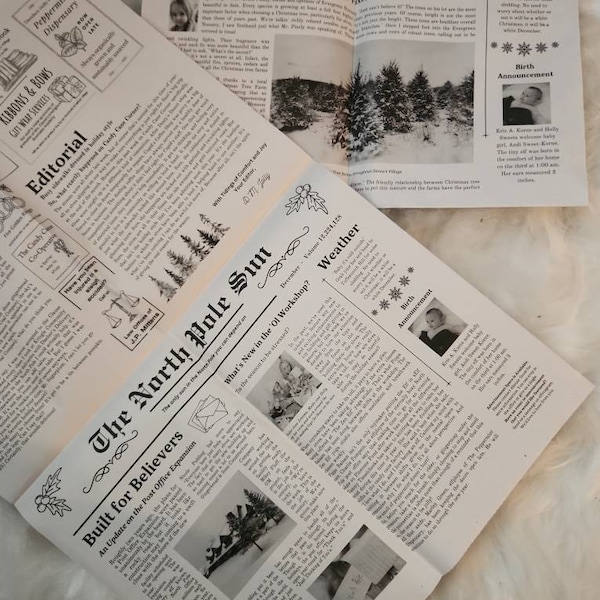 The North Pole Newspaper Gift Wrap Sheets From Santa on Christmas Eco ...