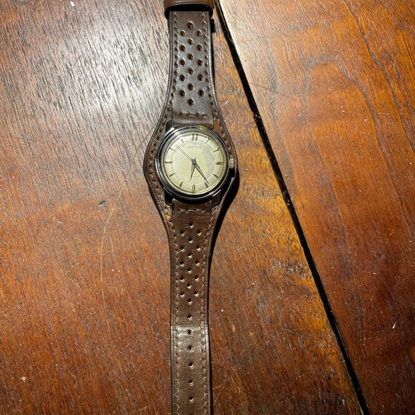 Racing Style Leather Bund Strap 20mm 22mm Bund Rally Holes Watch Band ...