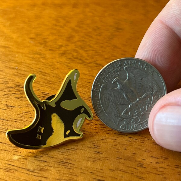 Coral Reef & Manta Ray Pin, Ocean in a Bottle Gold Hard Enamel Pin, Sea ...