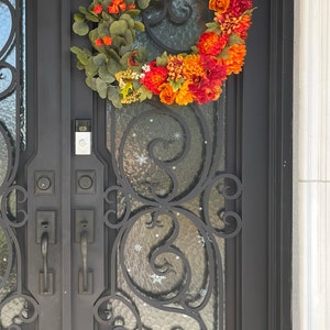 Fall Wreath/beige Mums Sunflowers and Eucalyptus Autumn - Etsy