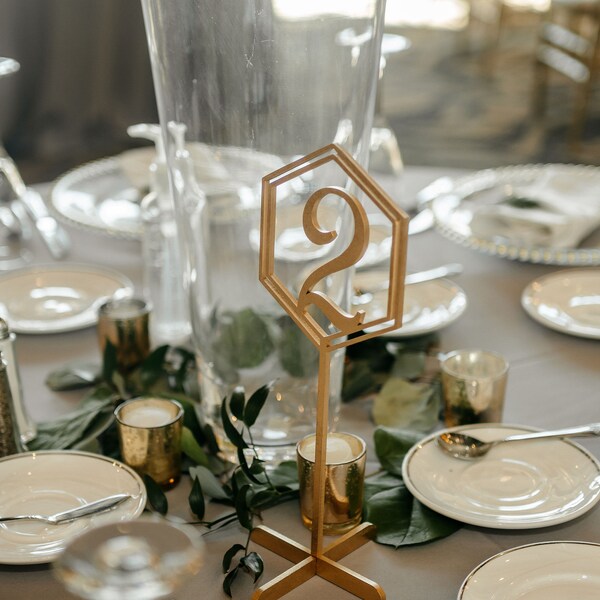 Hexagon Table Numbers.wedding Signs.table Numbers Gold Table Numbers ...