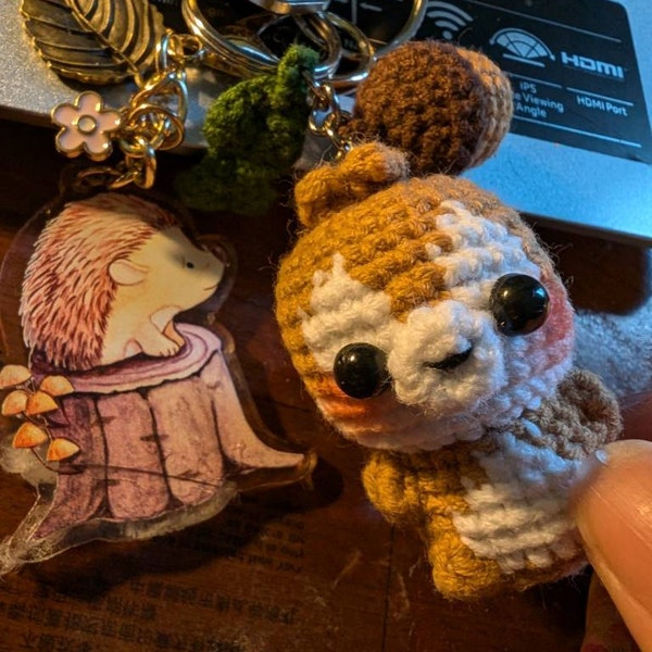 Crochet Squirrel With Acorn Keychain, Amigurumi Squirrel, Baby Squirrel ...