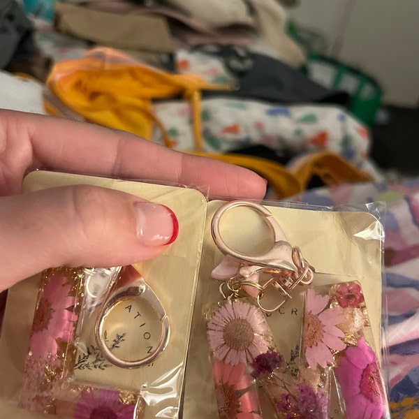 Resin Floral Keyring With Butterfly Charm / Floral Keychain/ Custom ...