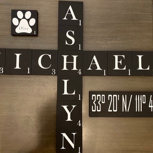 Distressed Black White Scrabble Scrabble Wall Tiles Wall | Etsy Canada