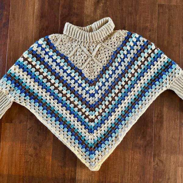 CROCHET PATTERN / Granny Square Poncho Pattern / Swoncho With Sleeves ...
