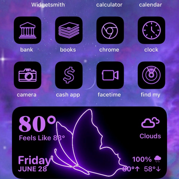 Blue Ios 14 App Icon Pack | Neon Aesthetic Ios 14 Icons | iPhone Icon ...