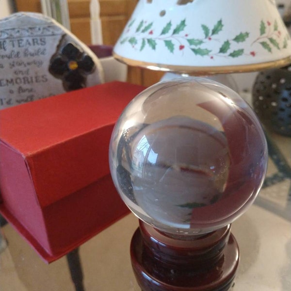 Crystal Clear Leaded Crystal Ball With Wood Stand Gazing Crystal Ball ...