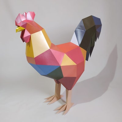Rooster, Printable Papercraft Template, DIY Paper Pet Rooster. 2017 ...