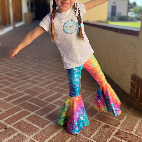 15 Colors! Kids Mermaid Bell Bottoms Mermaid Pants Leggings Gymnastics ...