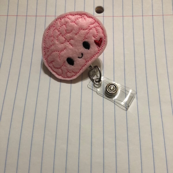 Brain Badge Reel - Brain - Feltie Badge Reel - Cute Badge Clip ...