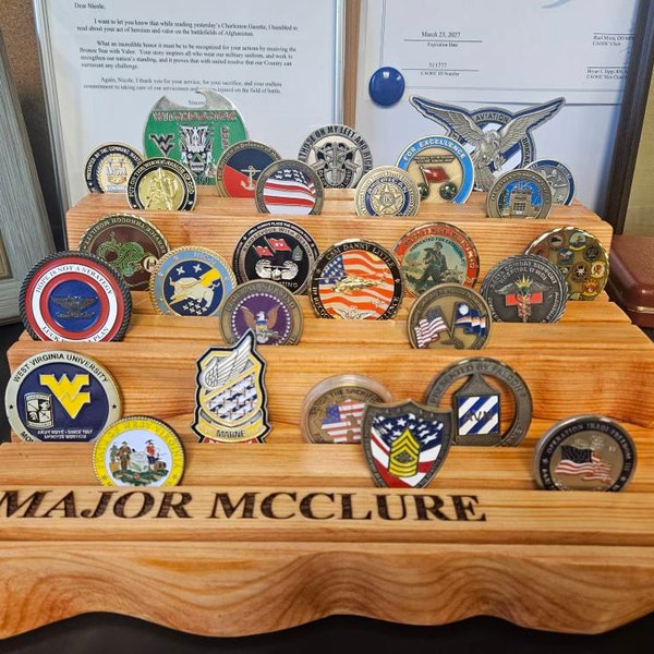 Coin Display Stand for Desk CUSTOM OPTIONS Collection Exhibit Rack ...