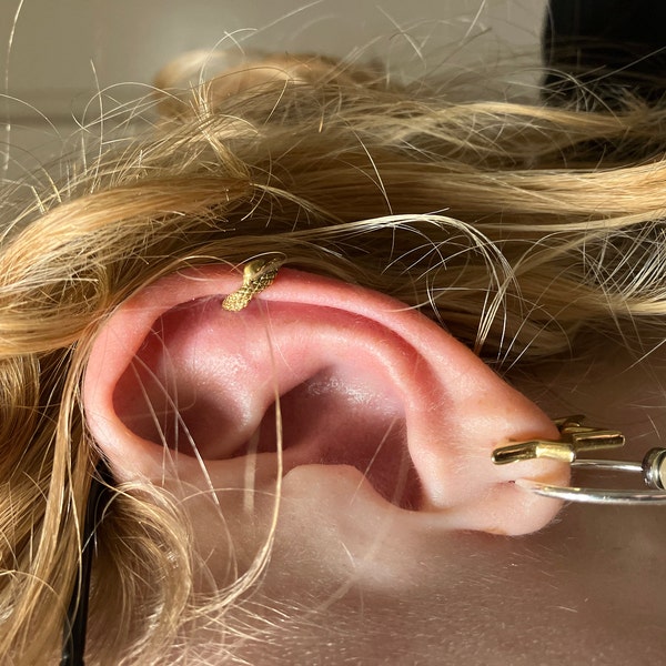 Snake Hinged Segment Hoop Earring, 16g Snake Cartilage Hoop, 16g Snake ...