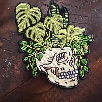 Skull Planter Patch Iron on Backing 5.5 Inches Tall - Etsy