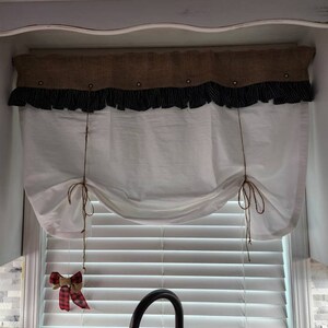 Burlap Curtains Primitive Valance Botanical Curtain Bohemian - Etsy