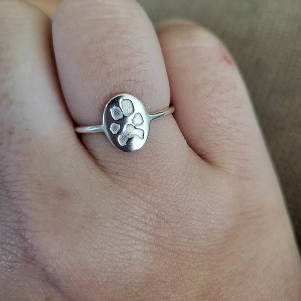 Pet Memorial Gift Custom Paw Print Ring Engraved Pet Print Jewelry Pet ...