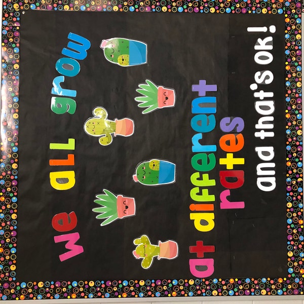 WE ALL GROW Cactus Bulletin Board Kit Letters Classroom Decoration ...