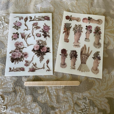 Rub-on Stickers 2 Sheets Hands With Flowers Floral Hand Holding Flower ...