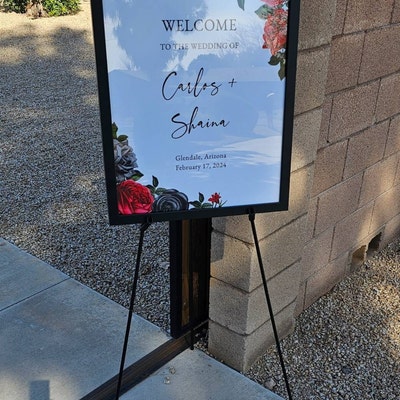 Large 65 Black Metal Easel Stand, Wedding Sign Tripod Stand ...