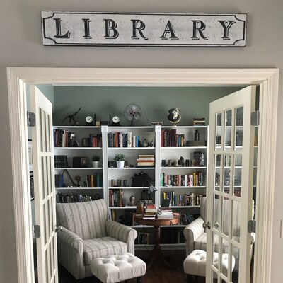 Antique Style the Library Wood Sign Handmade Rustic Wooden Decor - Etsy