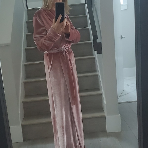 Velvet Long Robe, Bride Robe, Bridesmaids Robes, Womens Velvet Robe ...