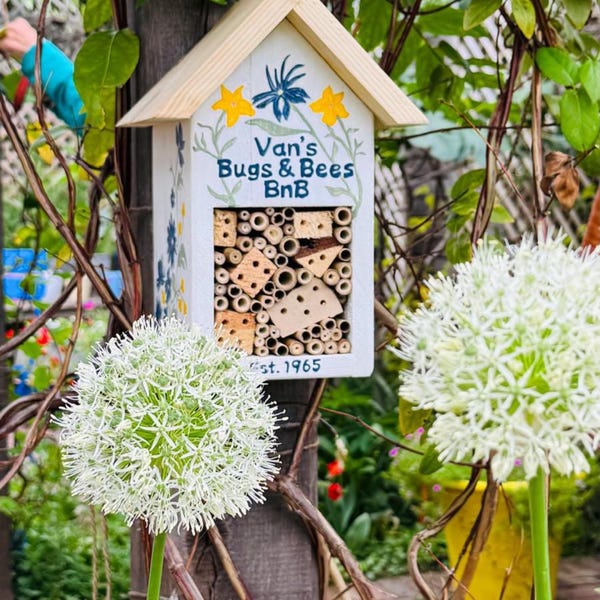 Handcrafted Reclaimed Wood Bee Hotel: Hand-painted Bespoke Personalised ...